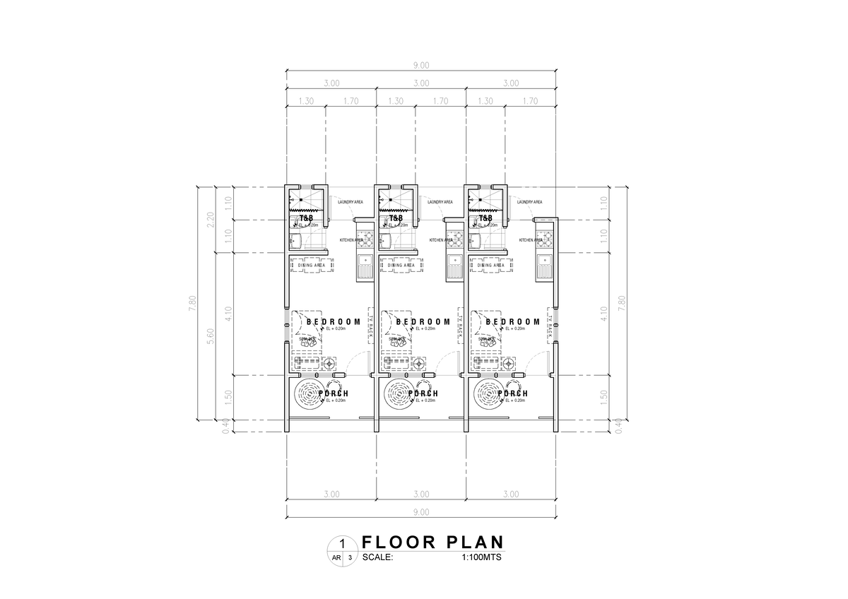 Triplex%20Plan - Presentation - EL + 0 P O R C H EL + 0 B E D R O O M ...