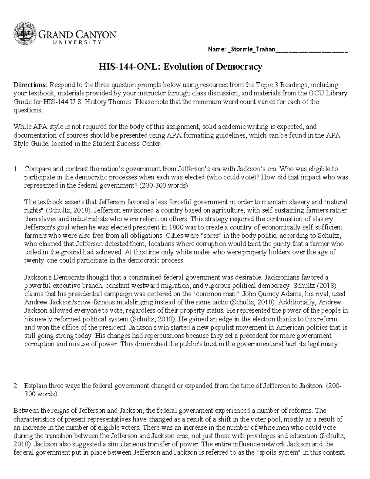 HIS-144-ONL: Evolution of Democracy Response Worksheet - Studocu