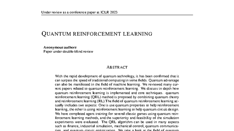 Quantum Reinforcement Learning: Insights and Future Prospects (6623 ...