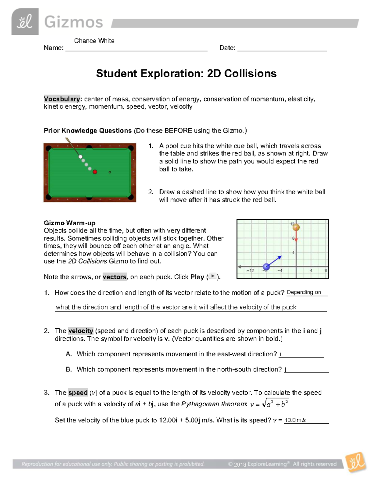 09 2D collisions student exploration guide and activity notes - Studocu
