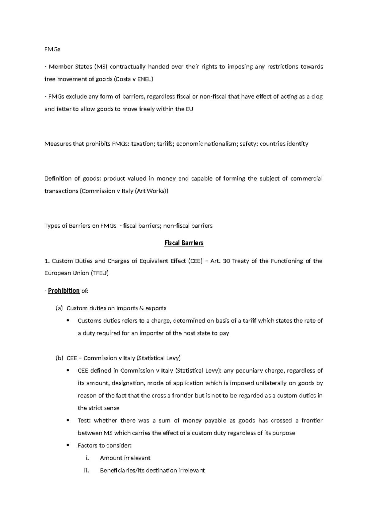 FMGs Notes: Understanding Free Movement of Goods & Barriers in EU Law ...