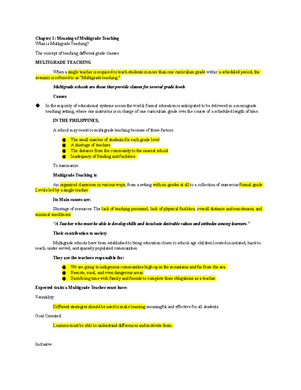 Unit 1: Understanding Multigrade Teaching - Concepts & Roles of ...