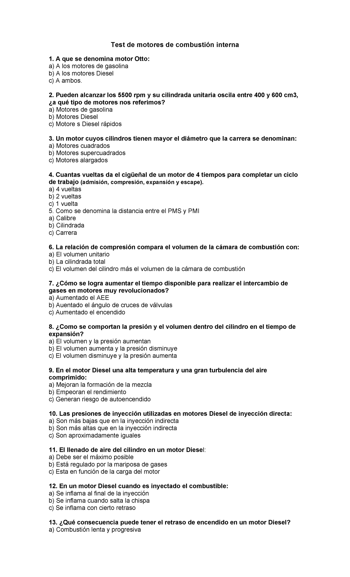 Test de Motores de Combustión Interna 1 - Medición de Conocimientos ...