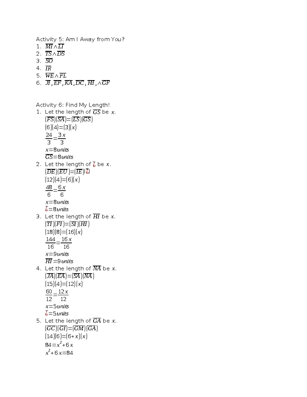 Math w6 - Week 6 Activities answers - Activity 5: Am I Away from You? 1 ...