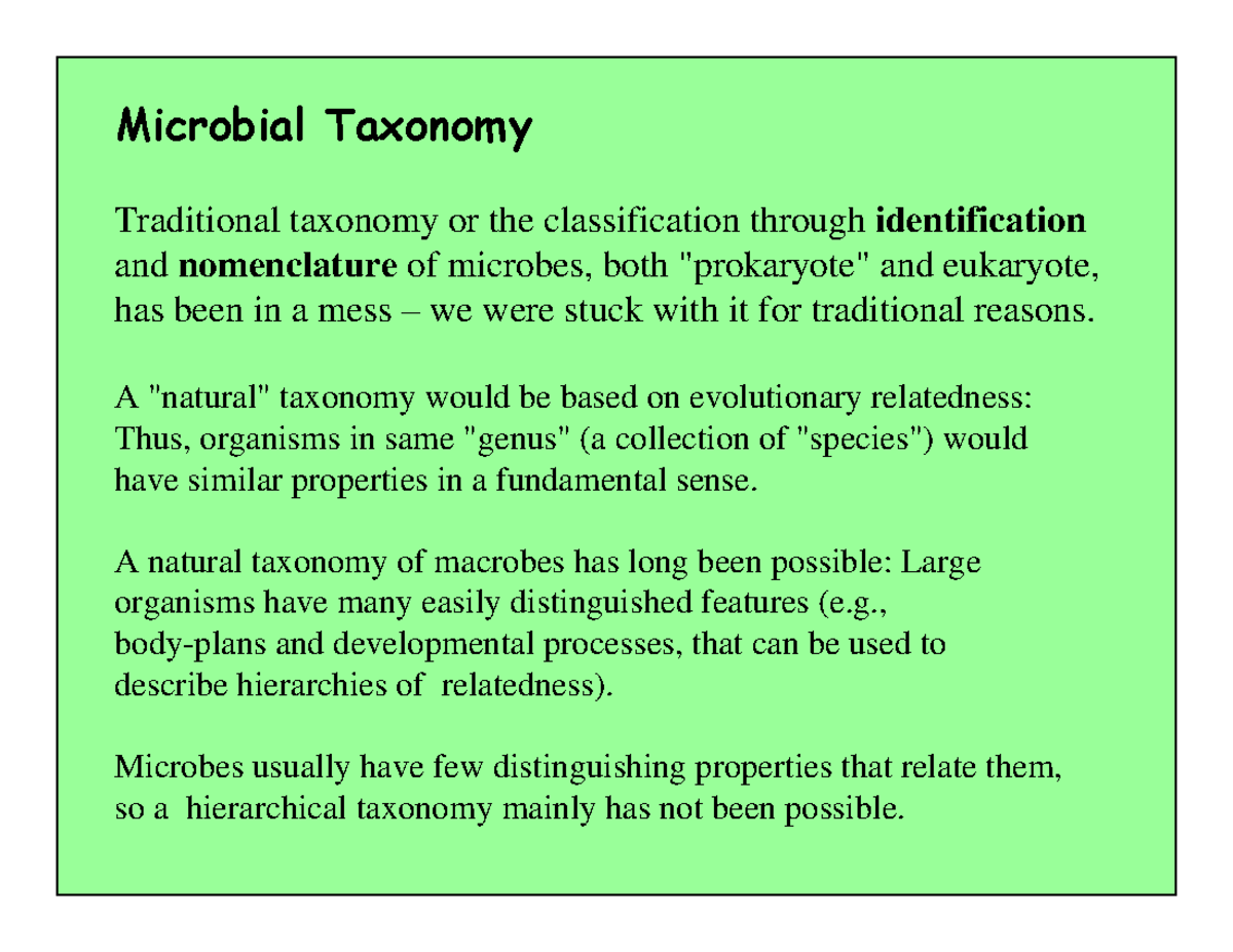 Microbial Taxonomy: Advances in Molecular Phylogeny (Lect03) - Studocu