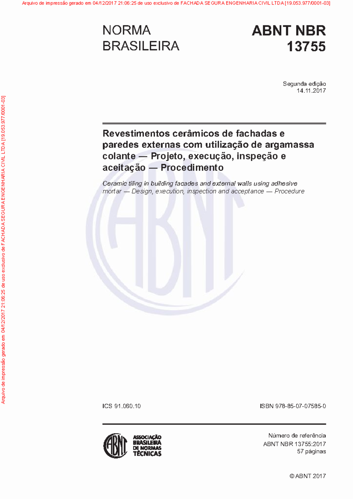 ABNT NBR 13755: Revestimento Cerâmico em Fachadas Externas - Studocu