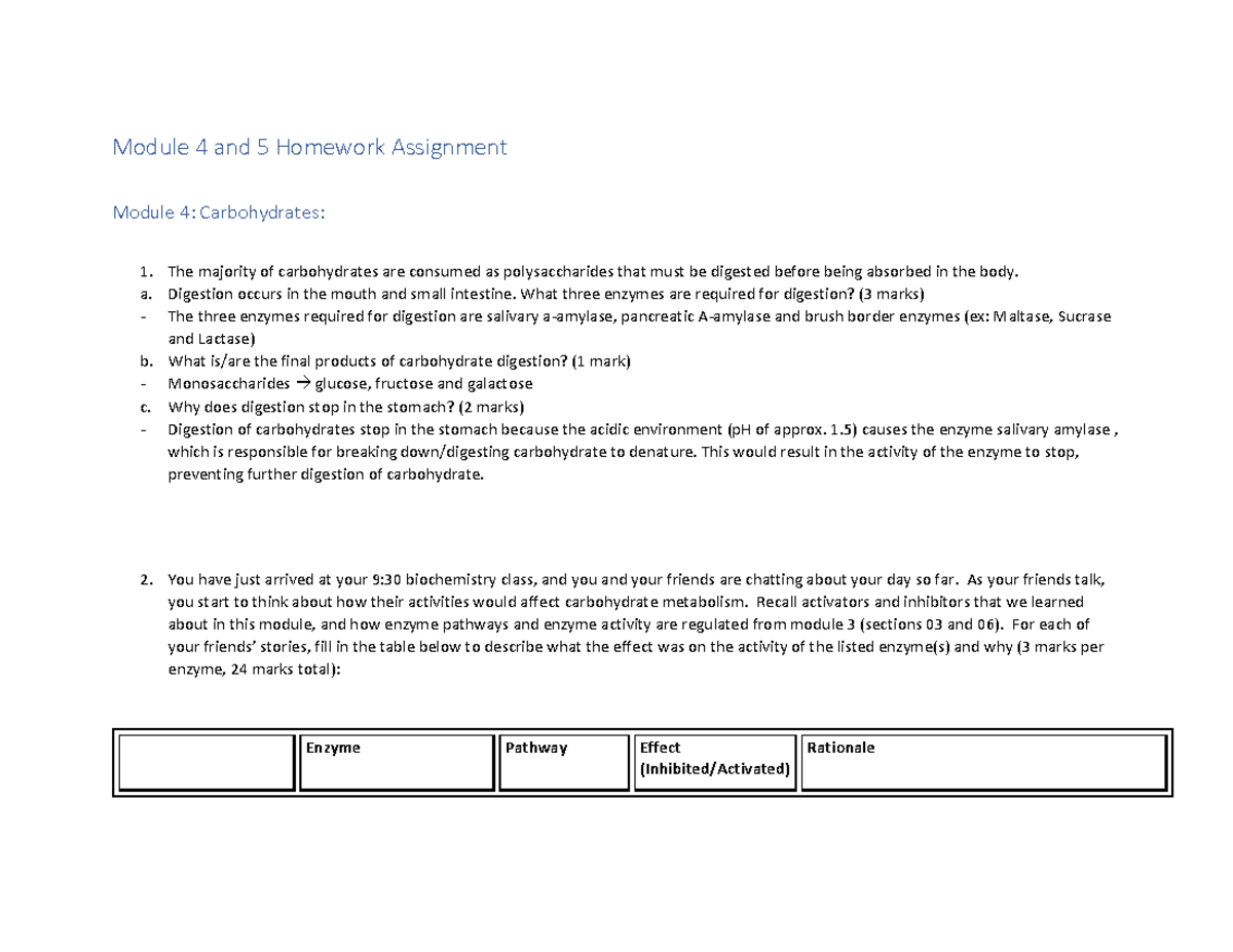 BCHM 270 F24 Module 4 and 5 Homework - Module 4 and 5 Homework ...
