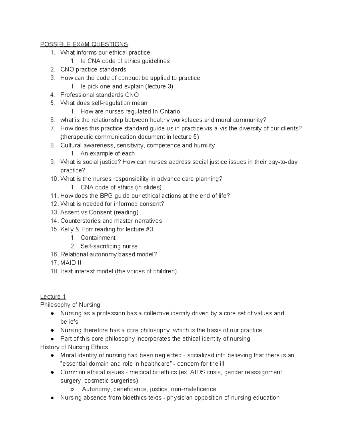 Ethics in Nursing Practice: Final Exam Questions and Key Concepts - Studocu