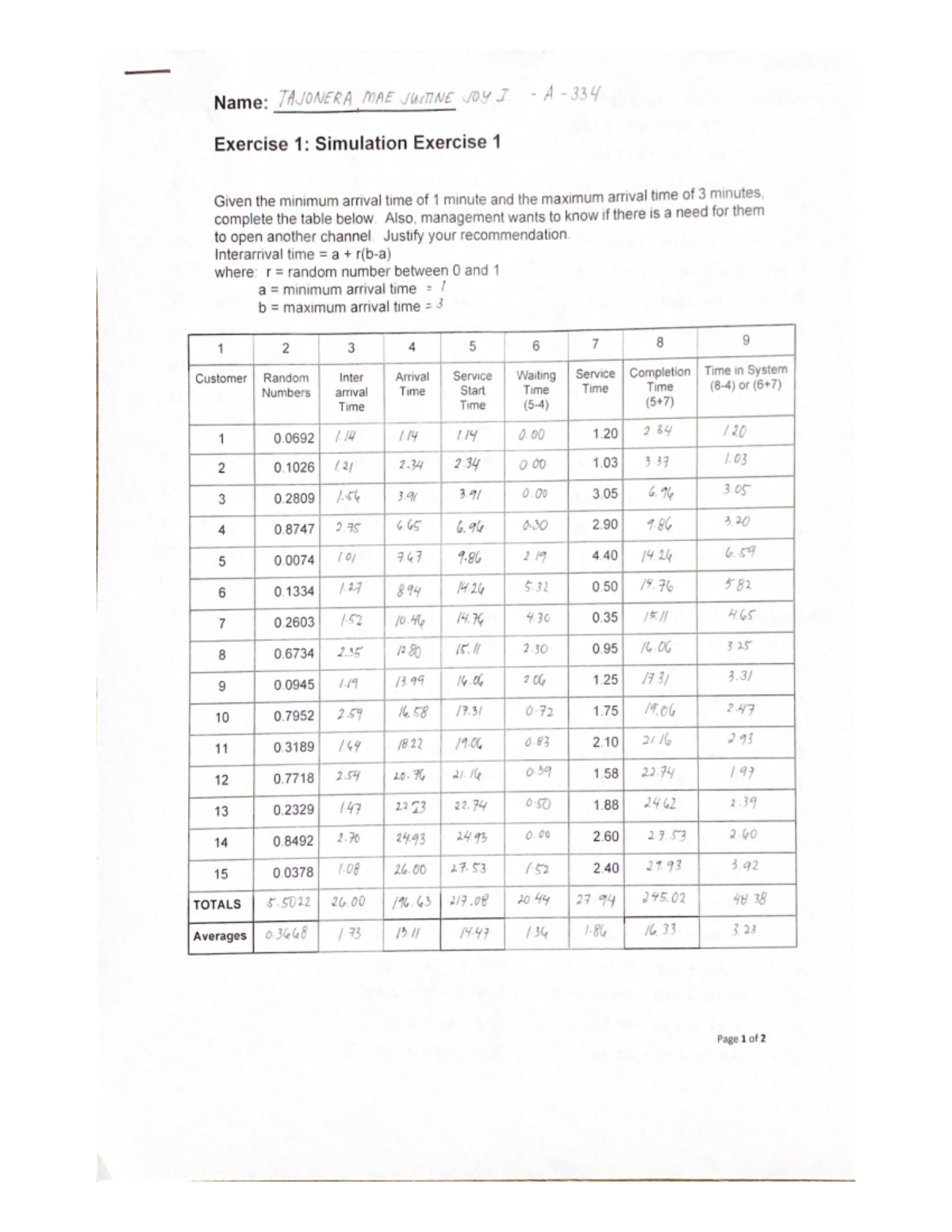 A334 Mansci Exercise 1 Simulation Overview - Studocu
