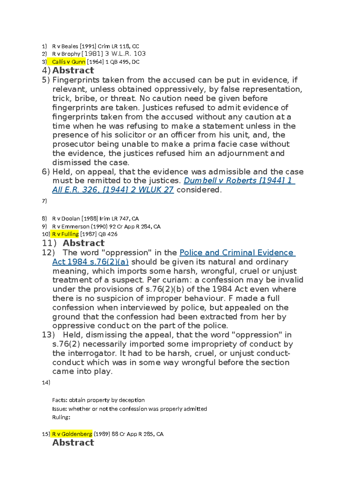 R v Beales Case Study: Admissibility of Fingerprint Evidence - Studocu