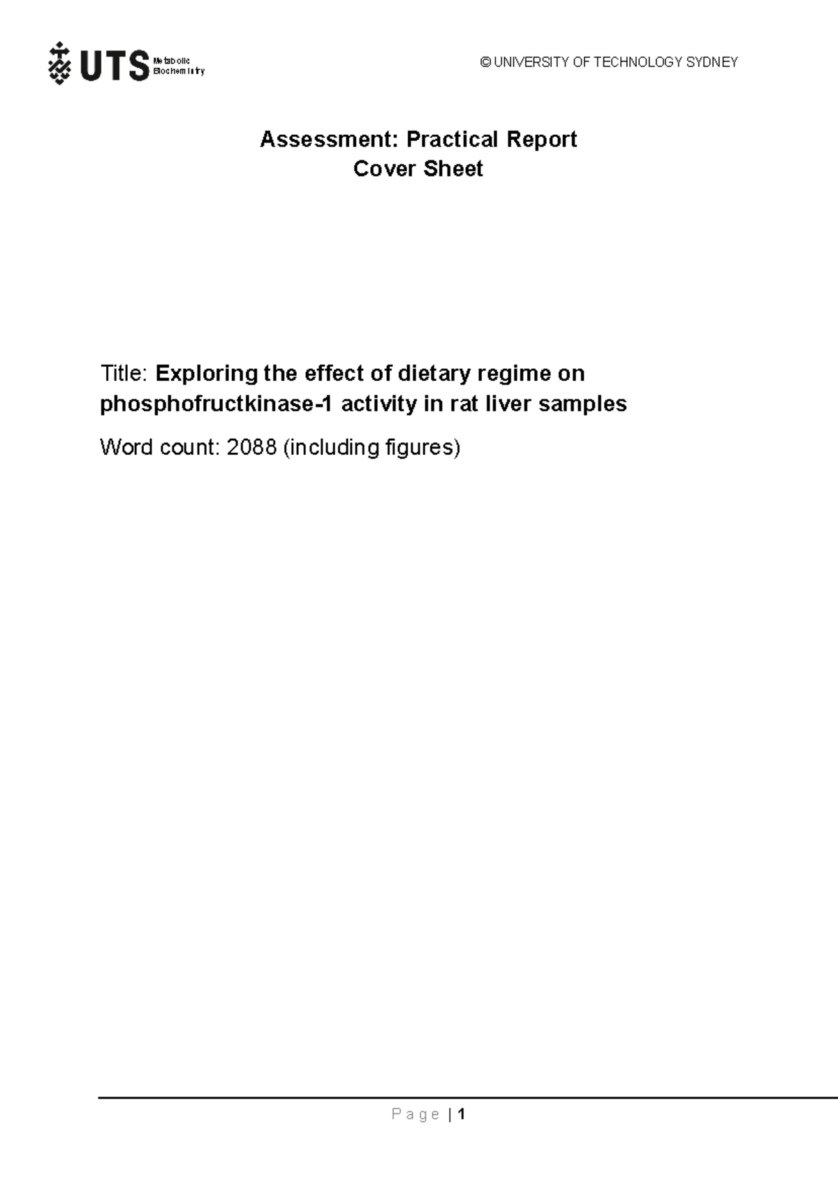 Practical Report: Effects of Dietary Regimens on PFK-1 Activity in Rats ...