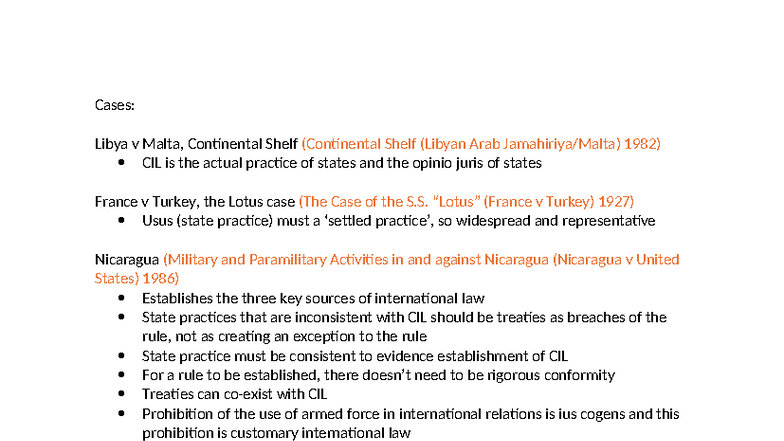 International Law Case Studies: Key Principles and Jurisprudence - Studocu