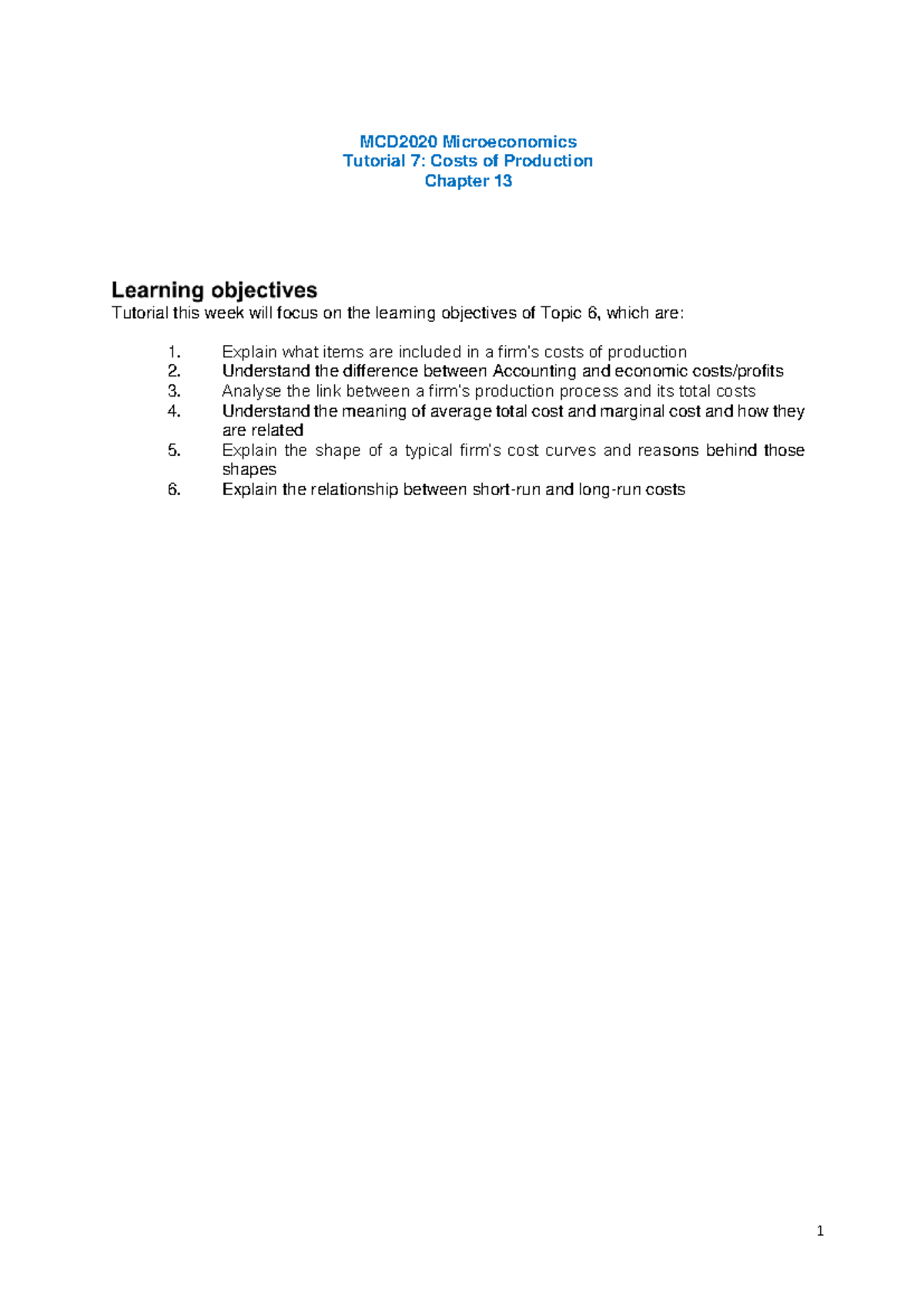 Tutorial Week 7 - it is what it is - MCD2020 Microeconomics Tutorial 7 ...