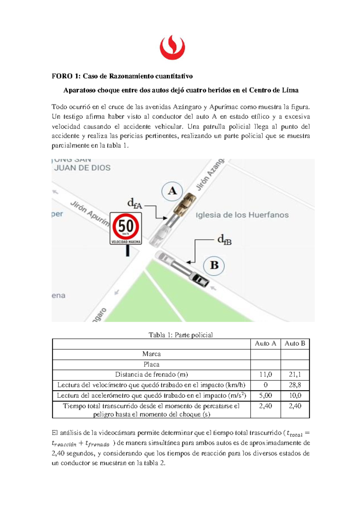 FORO 1: Caso de Razonamiento Cuantitativo sobre Accidente Vehicular ...