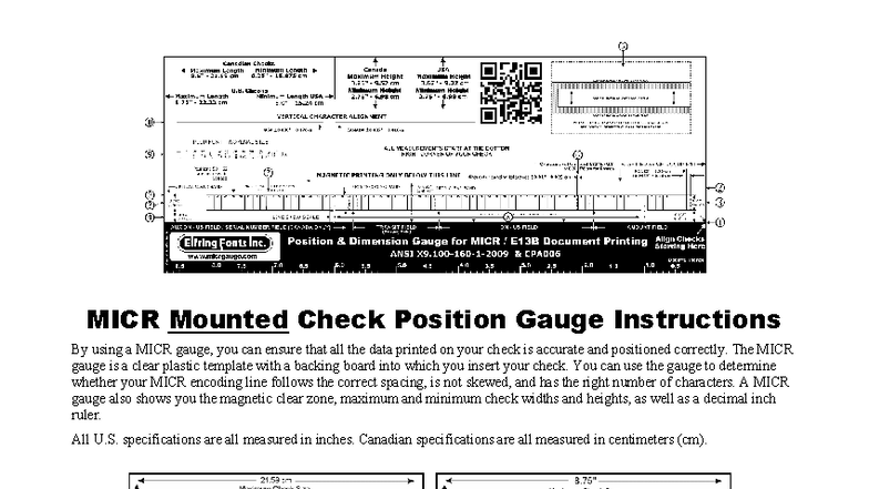 MICR Gauge Instructions for Accurate Check Positioning - Studocu