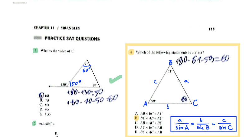 CHAPTER 11 TRIANGLES: 135 SAT PRACTICE QUESTIONS & SOLUTIONS - Studocu