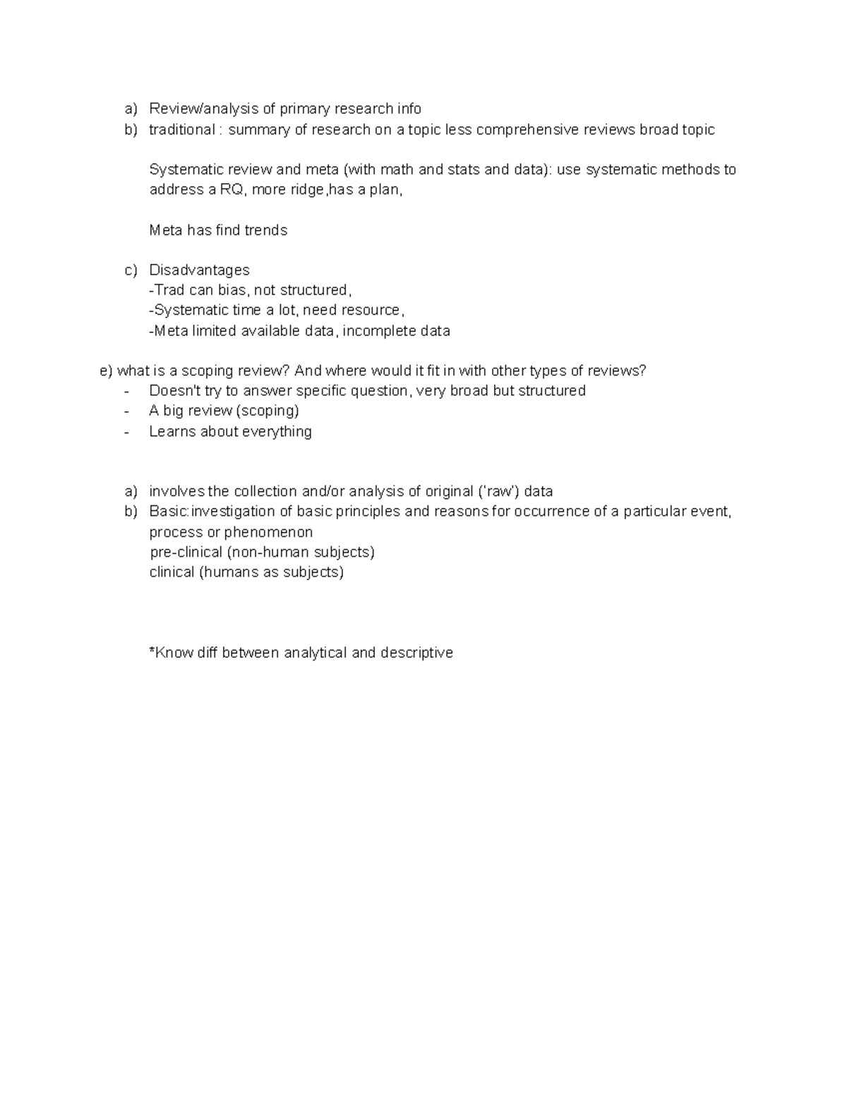 Life Sci Tutorial 2: Summary of Research Review Methods - Studocu