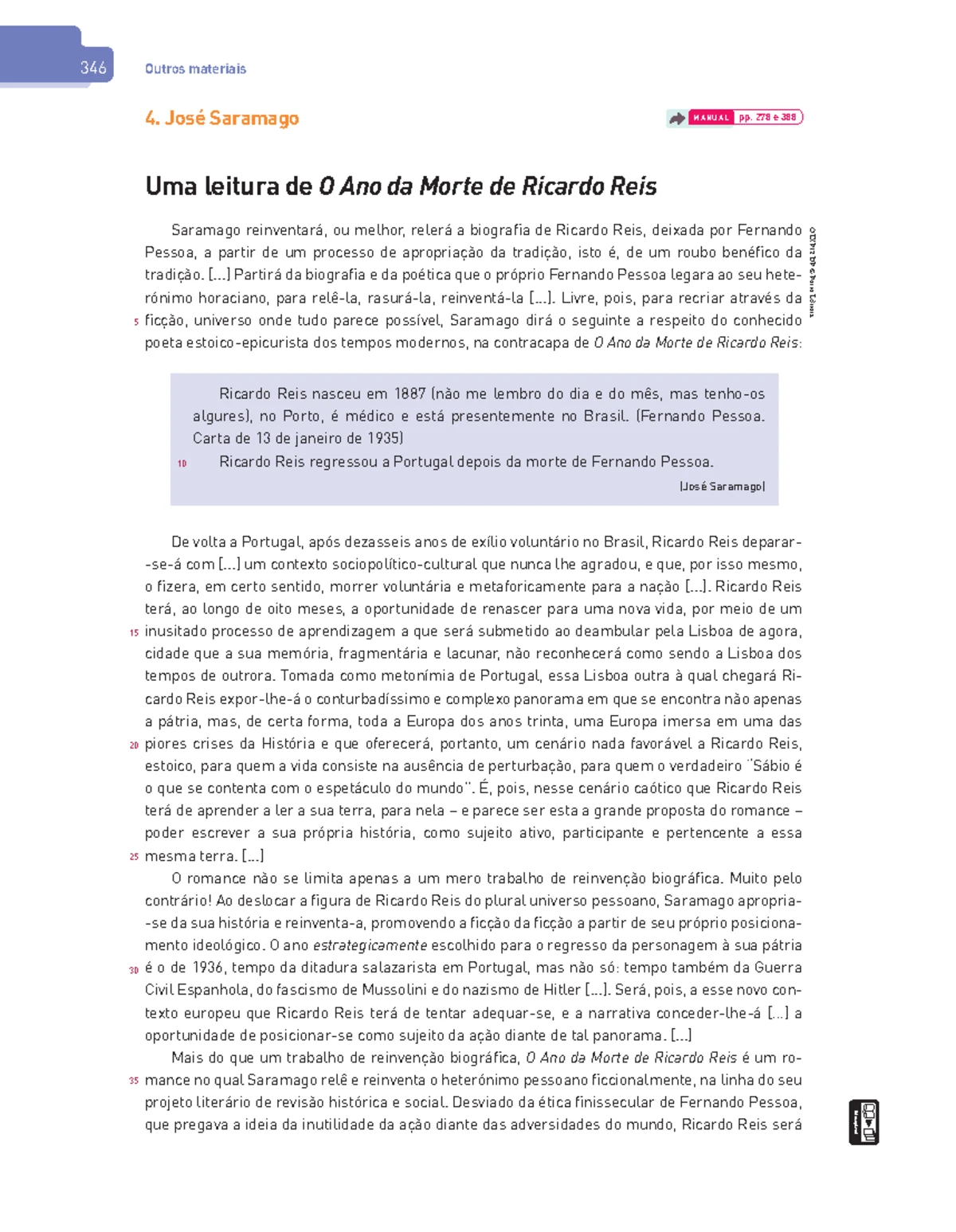 Resumo dos Capítulos de "O Ano da Morte de Ricardo Reis" (LDIA12CAD ...