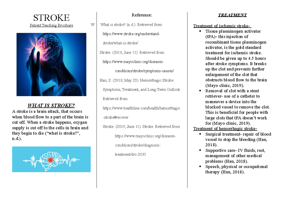 Strokepamphlet - Reference: STROKE Patient Teaching Brochure W What is ...
