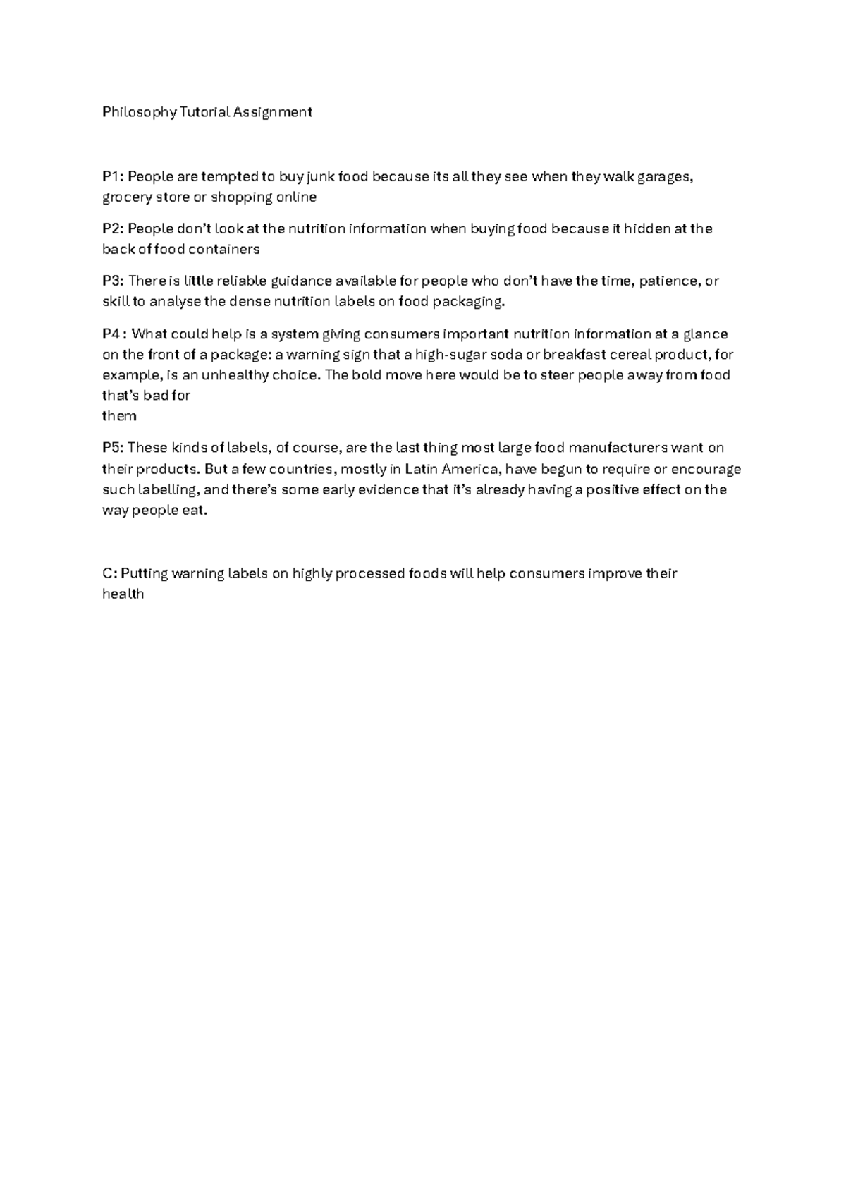 Tutorial assigment (FIL215) - Philosophy Tutorial Assignment P1: People ...