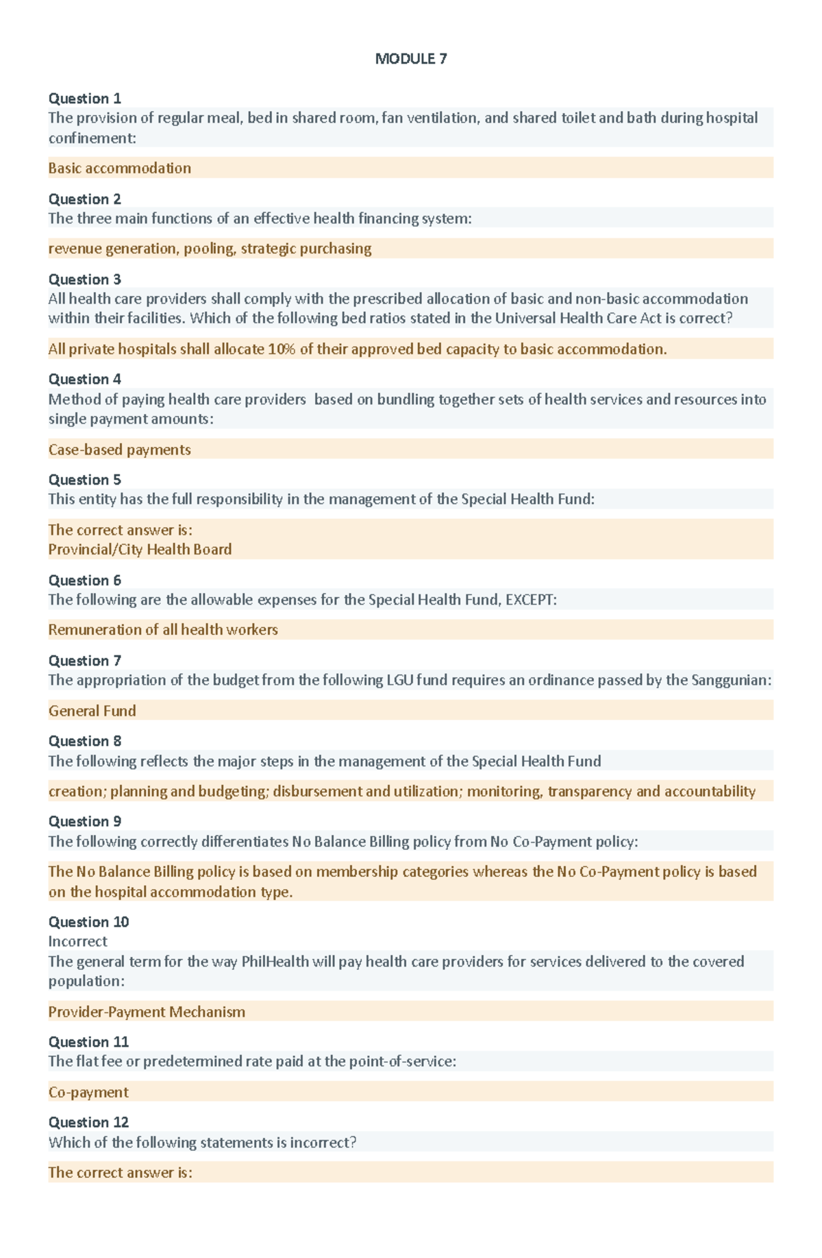 Module-7: Key Insights on Health Financing and Accommodation Standards ...