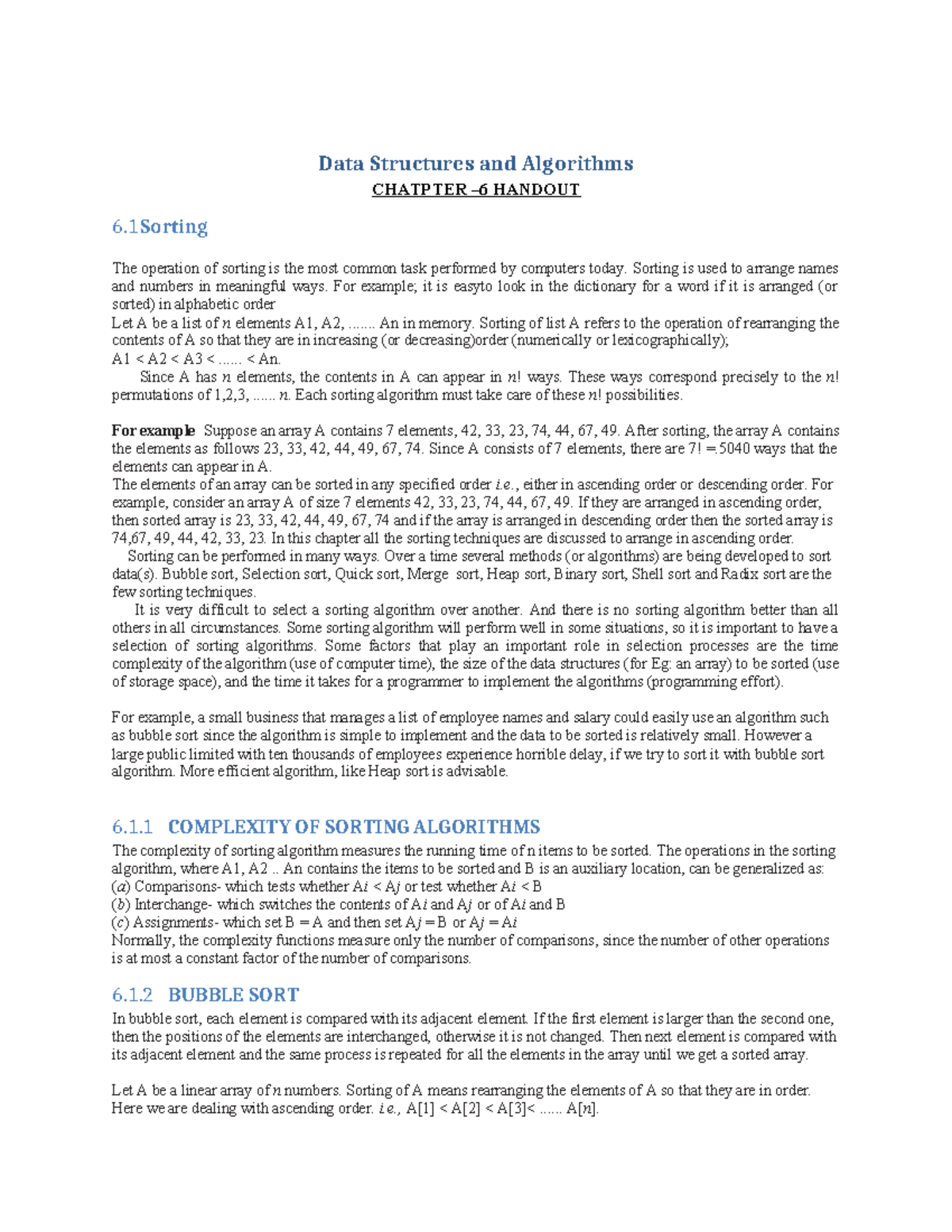 Chapter 6 ds - notes - Data Structures and Algorithms CHATPTER –6 ...