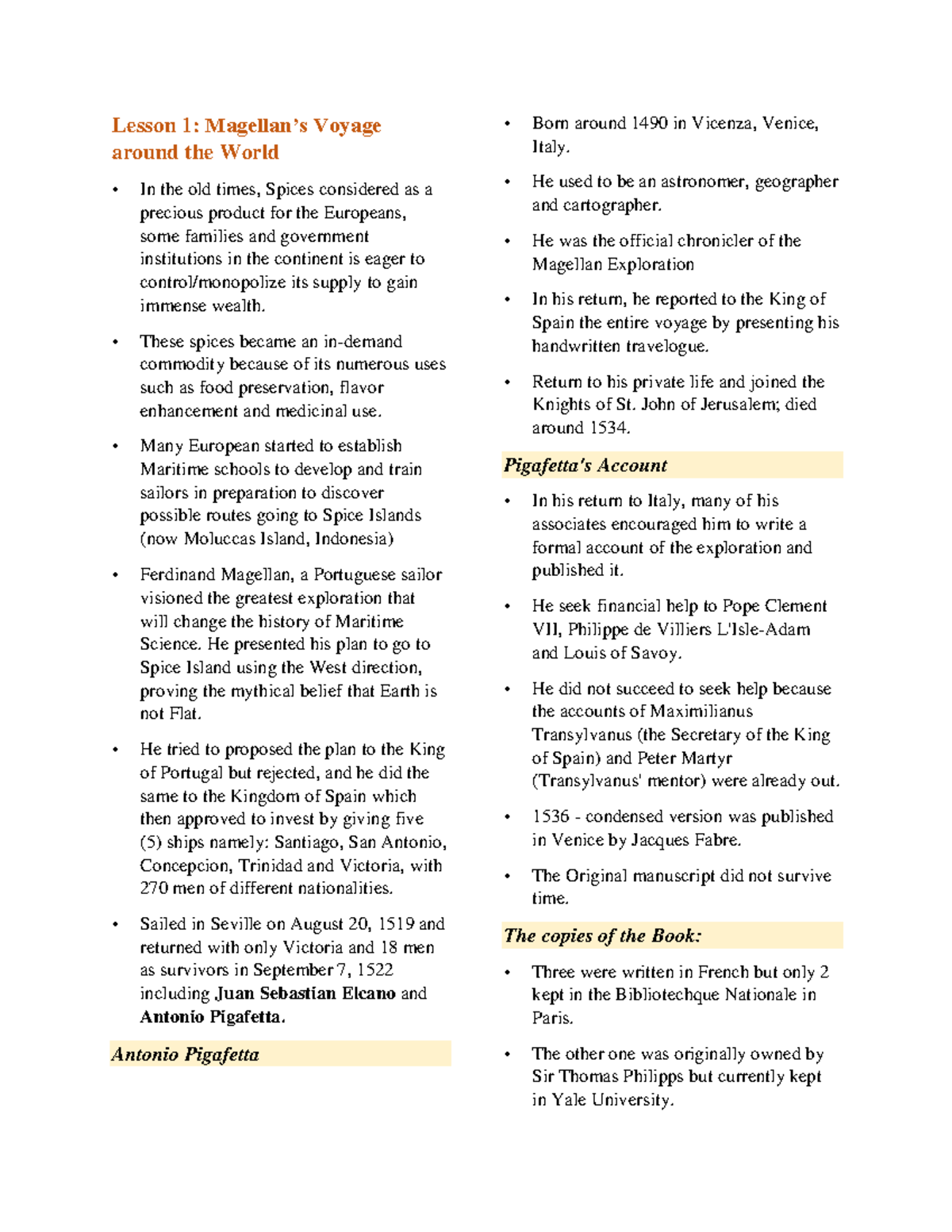 Readings in Philippine History M3 - Lesson 1: Magellan’s Voyage around ...