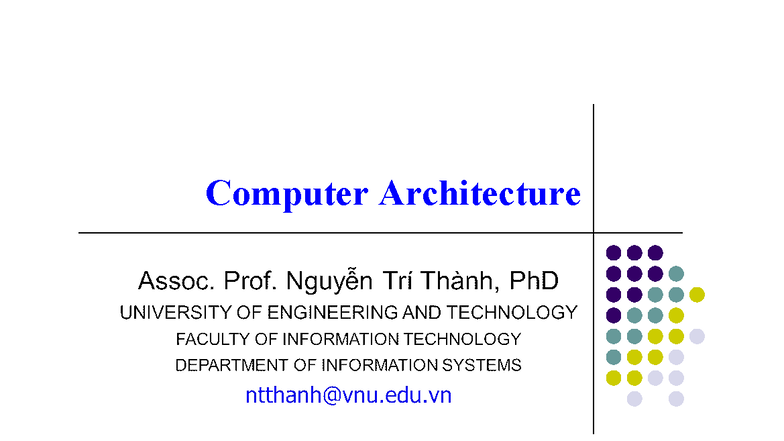 Computer Architecture 1: Overview of Computer Systems and Networks ...