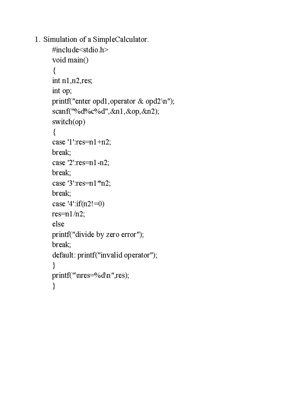 Lab Manual (C Programming): Simulation, Quadratic Roots, Electricity Charges, - Studocu