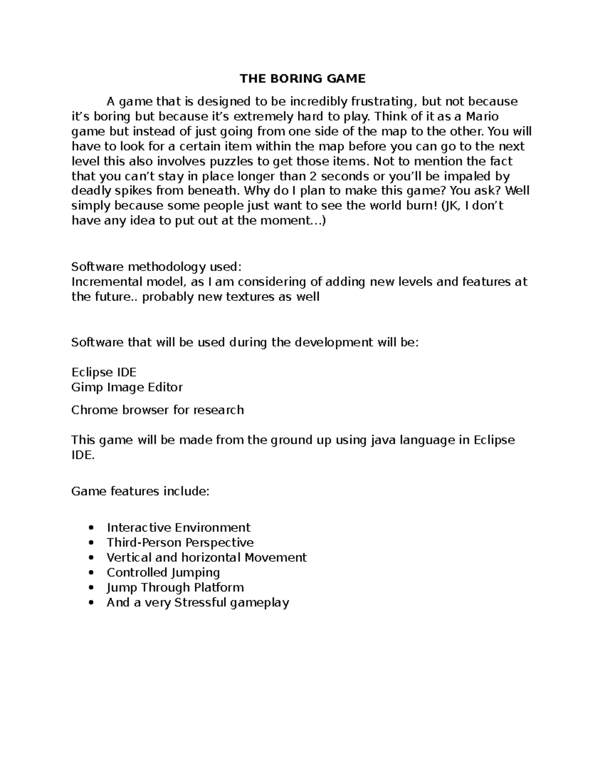 THE BORING GAME: A Frustrating Challenge in Java Development - Studocu