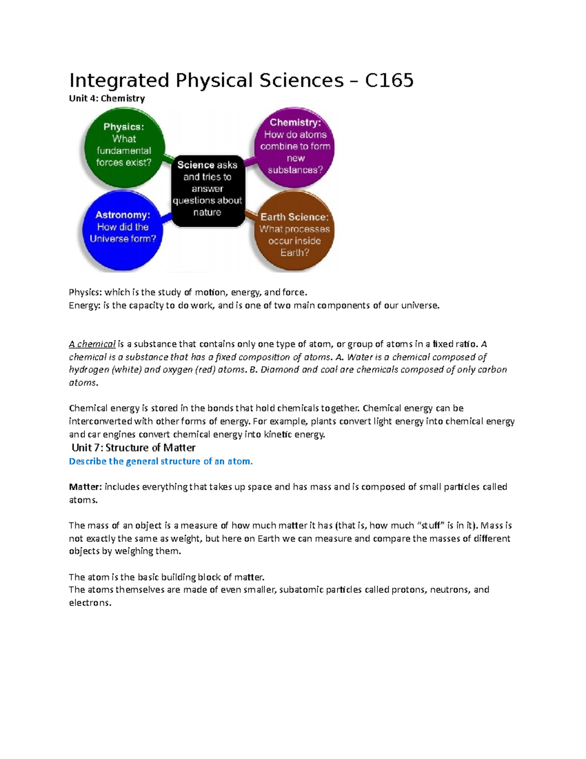 C165 - Integrated Physical Sciences - Integrated Physical Sciences – C ...