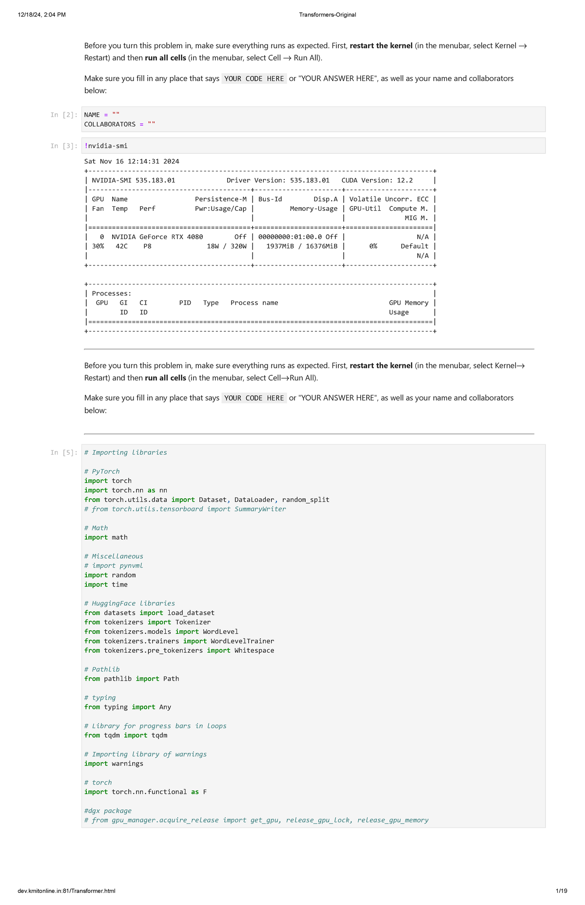 Transformers Architecture Overview and Implementation (CS535.183.01 ...