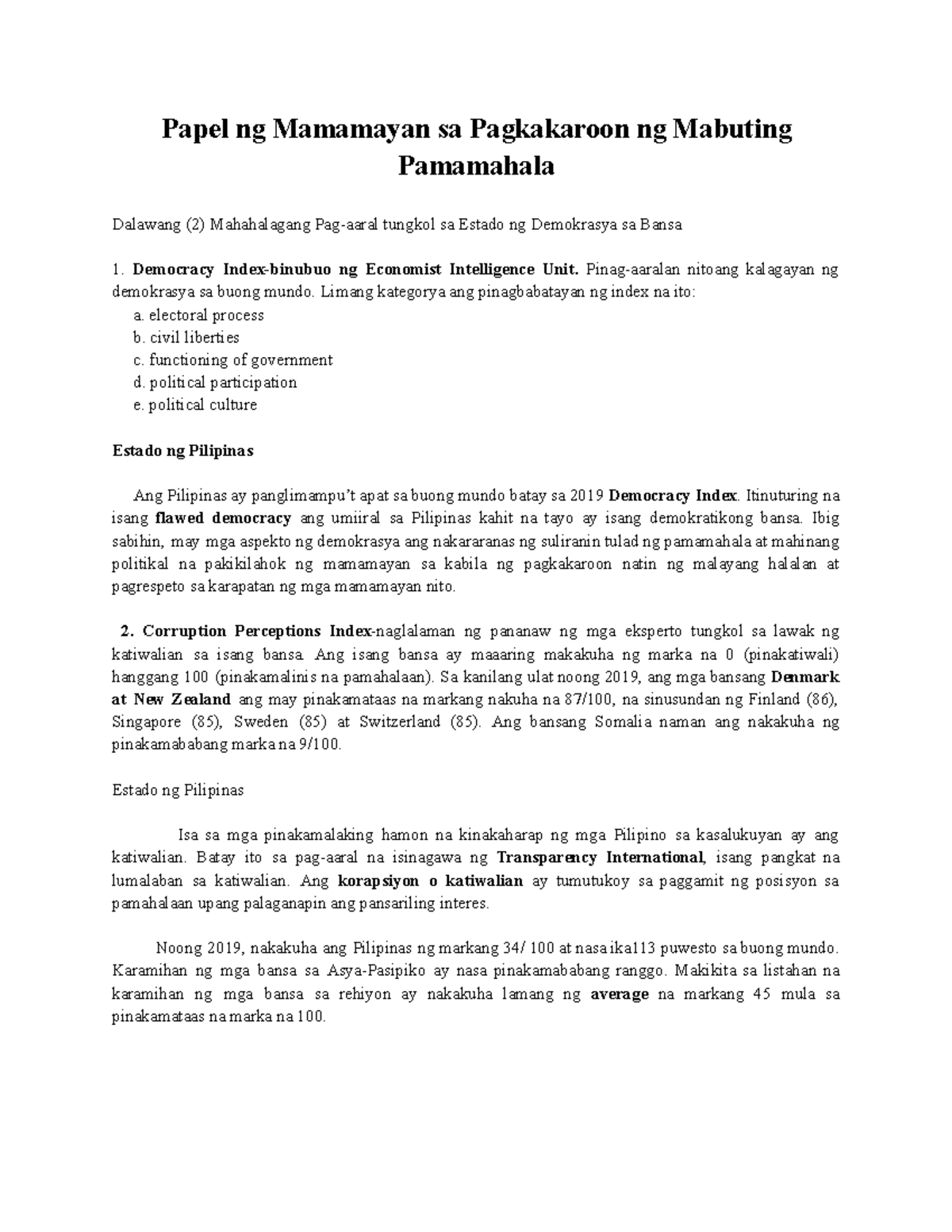 AP-module-4: Papel ng Mamamayan sa Mabuting Pamamahala at Demokrasya ...