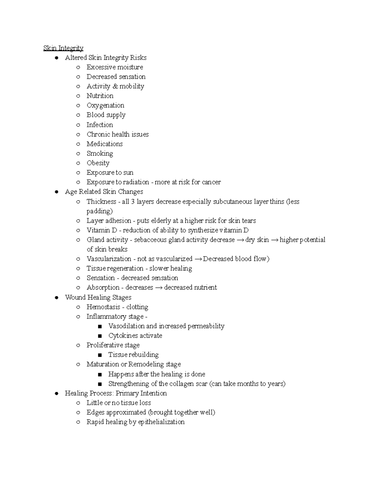 Week 4 Skin Integrity Overview - Risks, Healing & Wound Care - Studocu