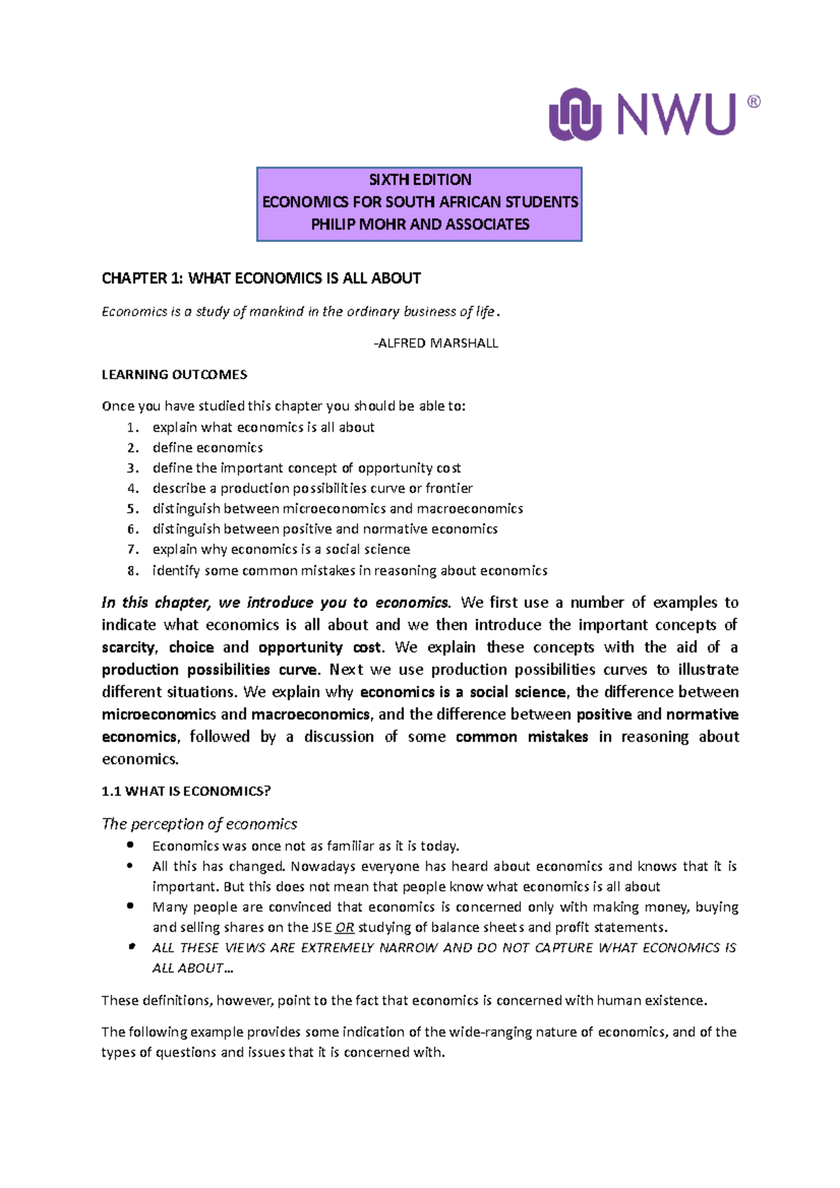 Chapter 1 ENG 1 - Key Concepts in Economics and Decision Making - Studocu