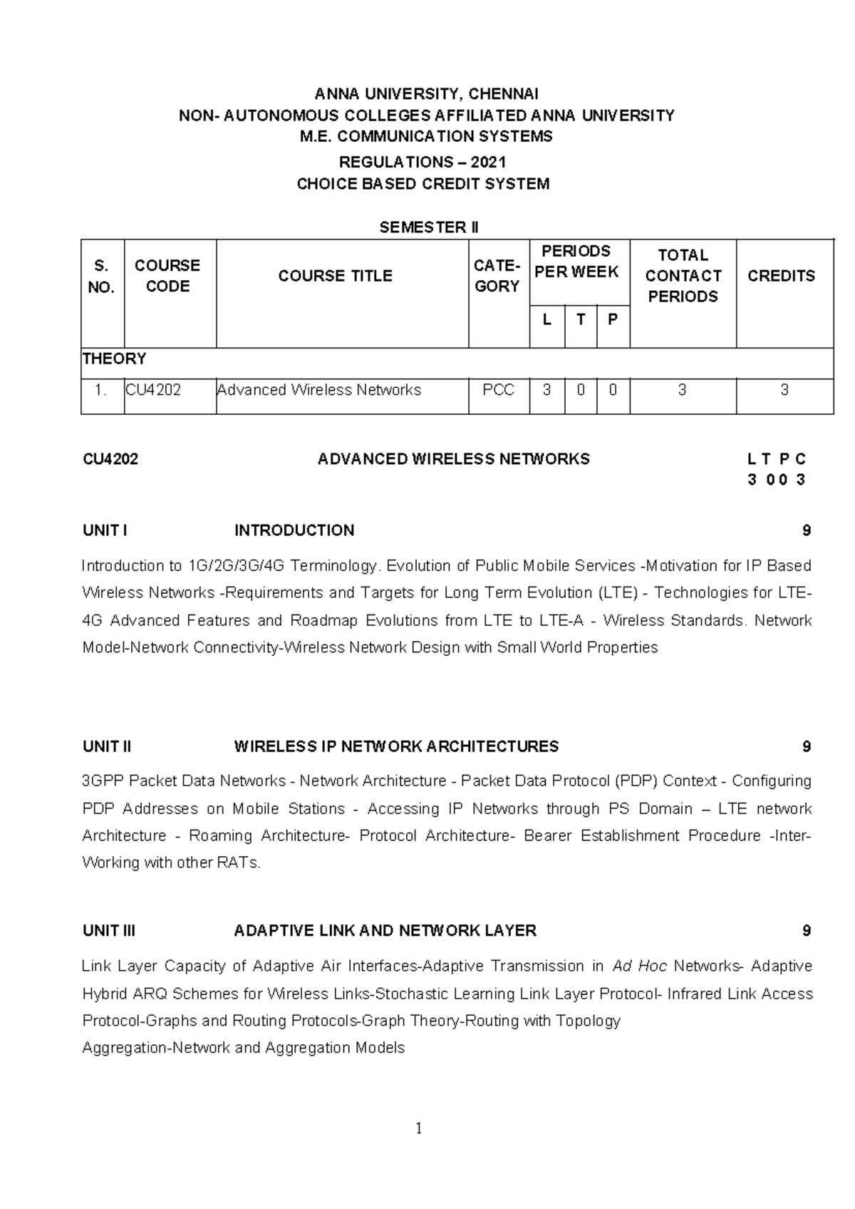 CU4202 Advanced Wireless Networks Lecture Notes - Studocu
