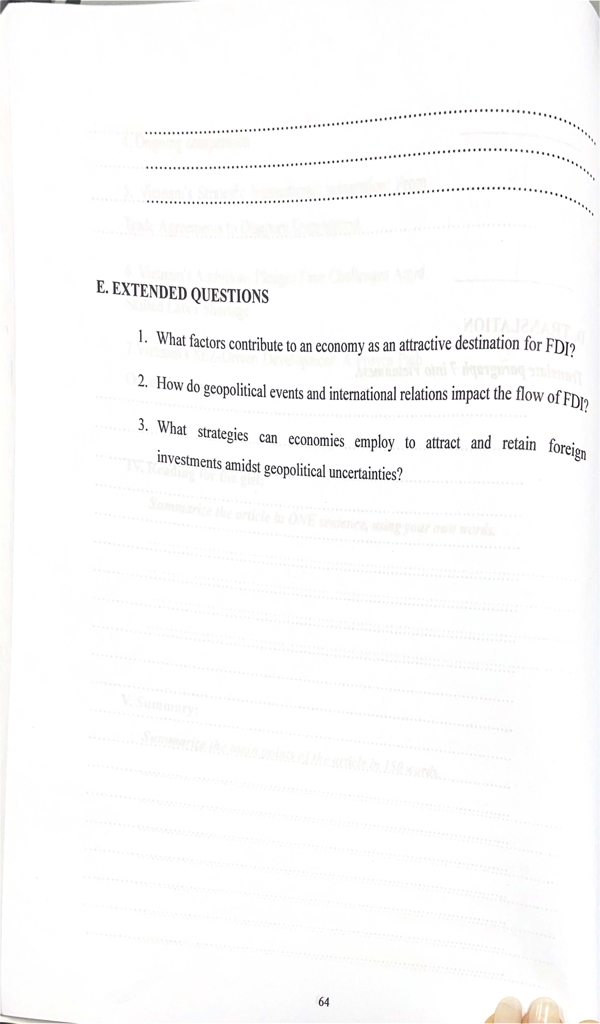 Extended questions unit 4 - Tiếng Anh chuyên ngành 4 - mation for FDyo ...