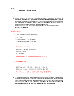Assignment 1- Answers - solutions - IE 304 Assignment : Using ...