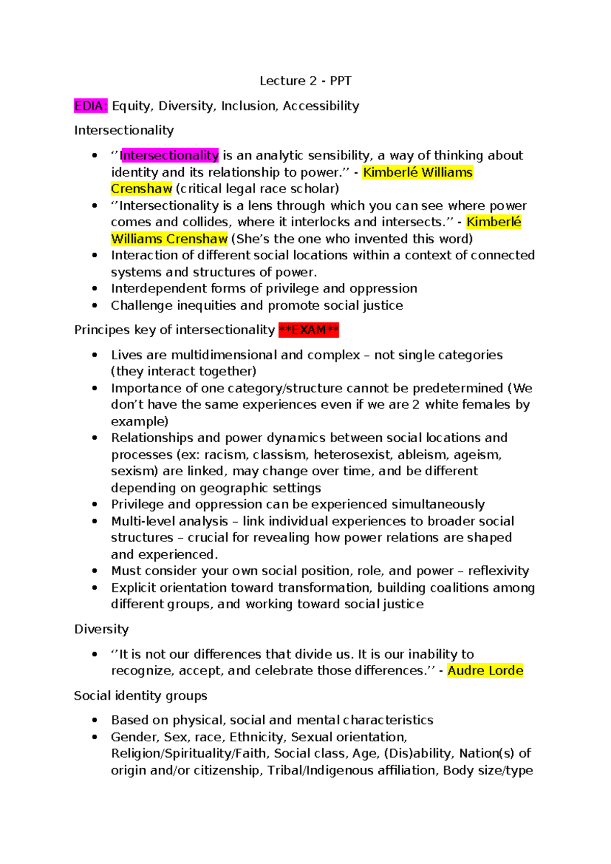 Lecture 2 PPT EDIA: Exploring Intersectionality and Social Justice ...