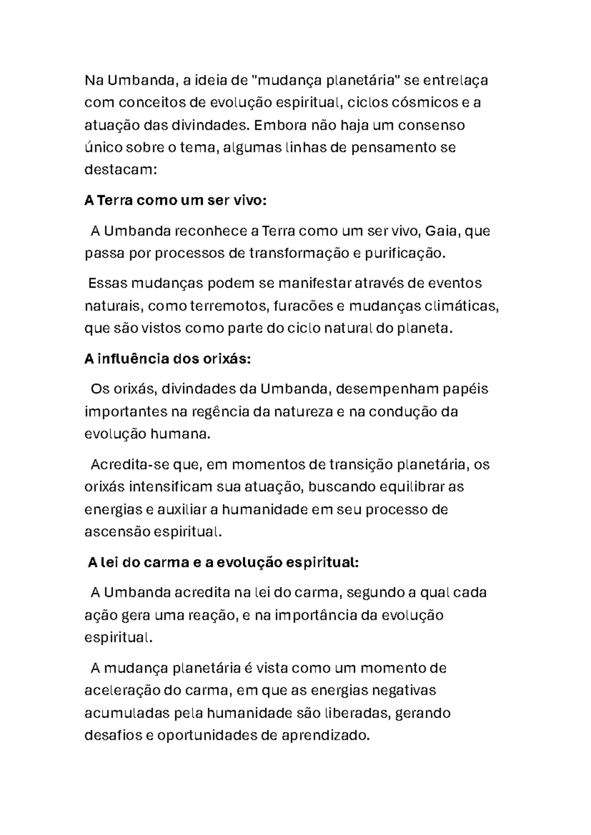 Umbanda e a Evolução Espiritual da Terra - Studocu