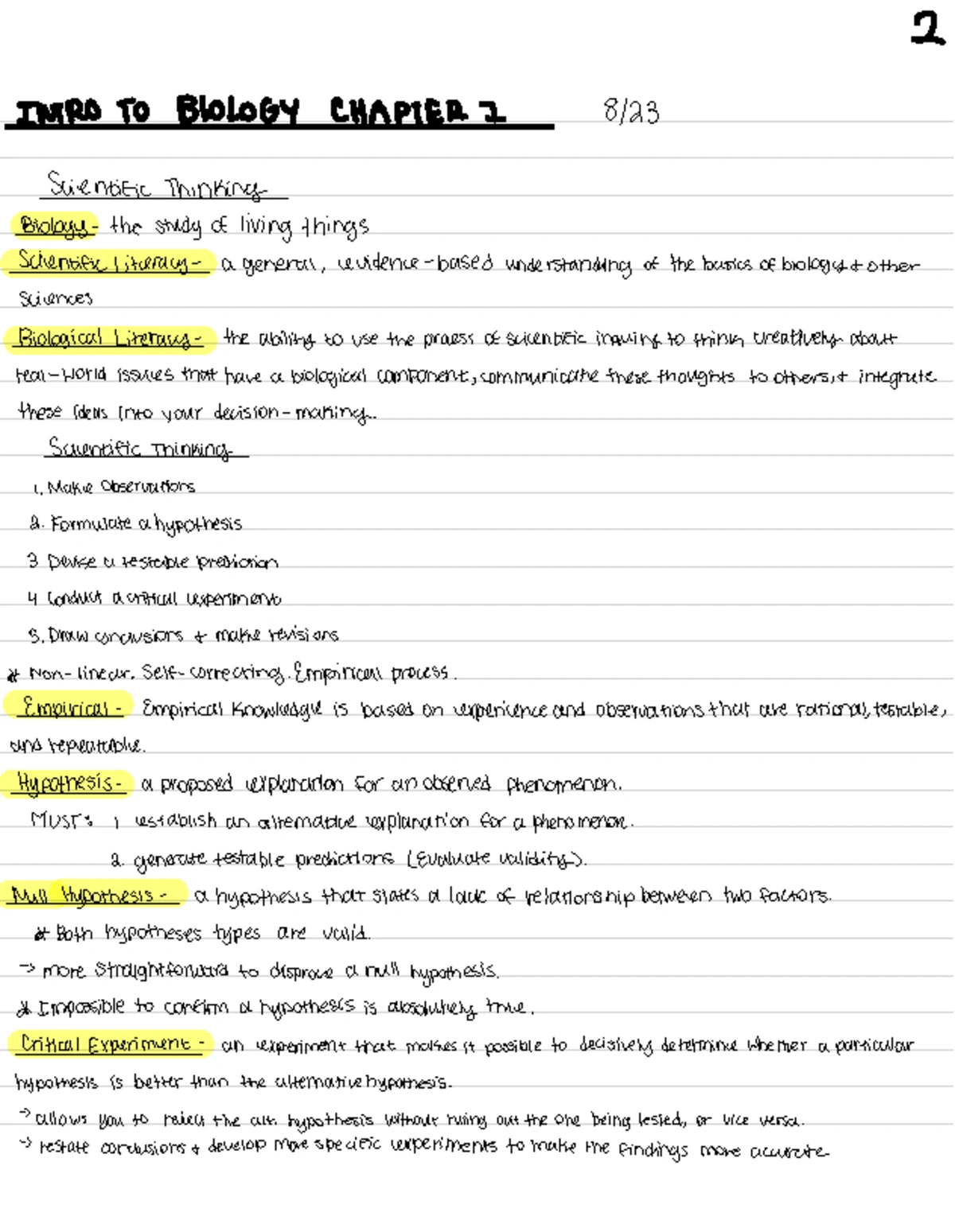 BIOL 1103K (Introductory Biology) Notes - BIOLOGY: Chapter 1 Scientists ...