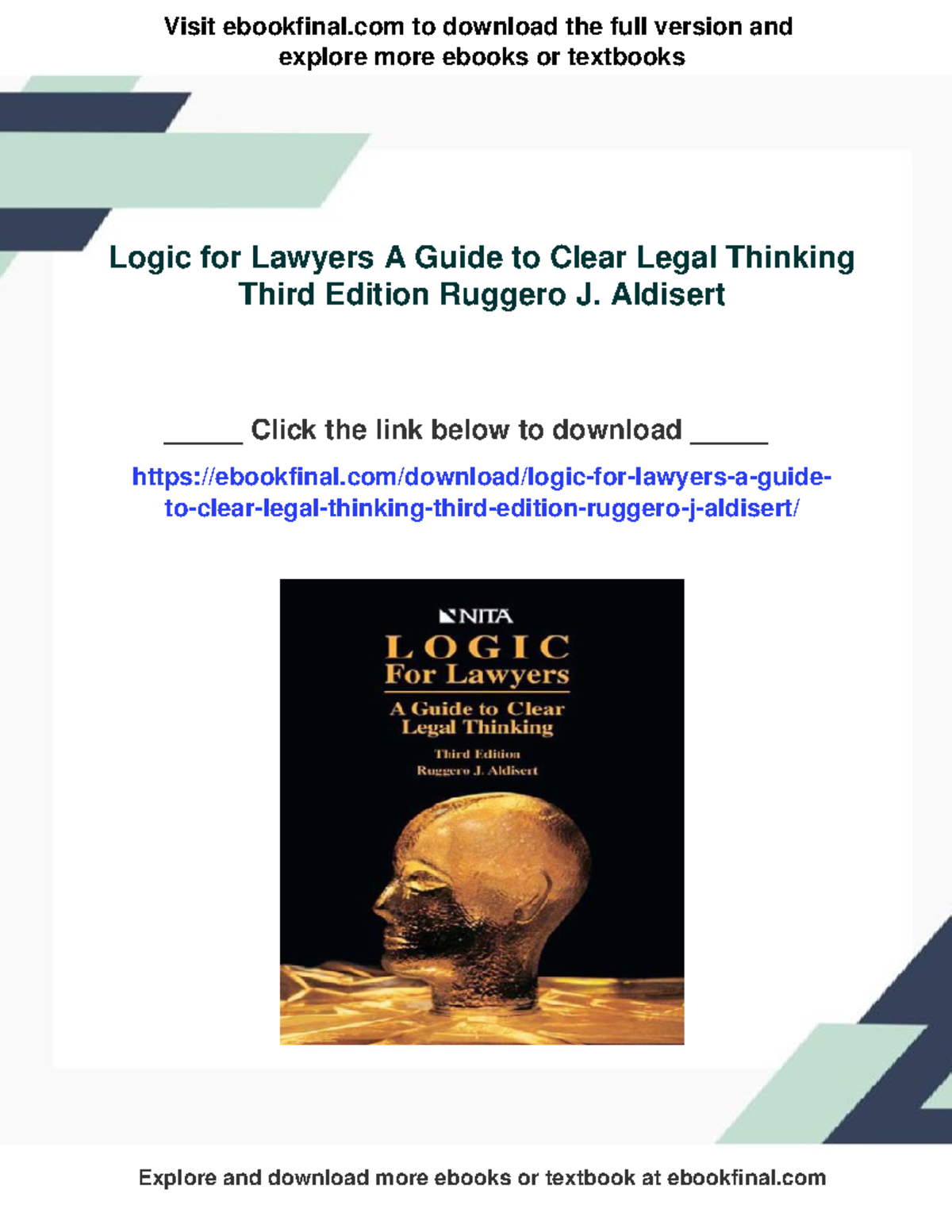 Logic for Lawyers: A Guide to Clear Legal Thinking (3rd Ed.) - Studocu