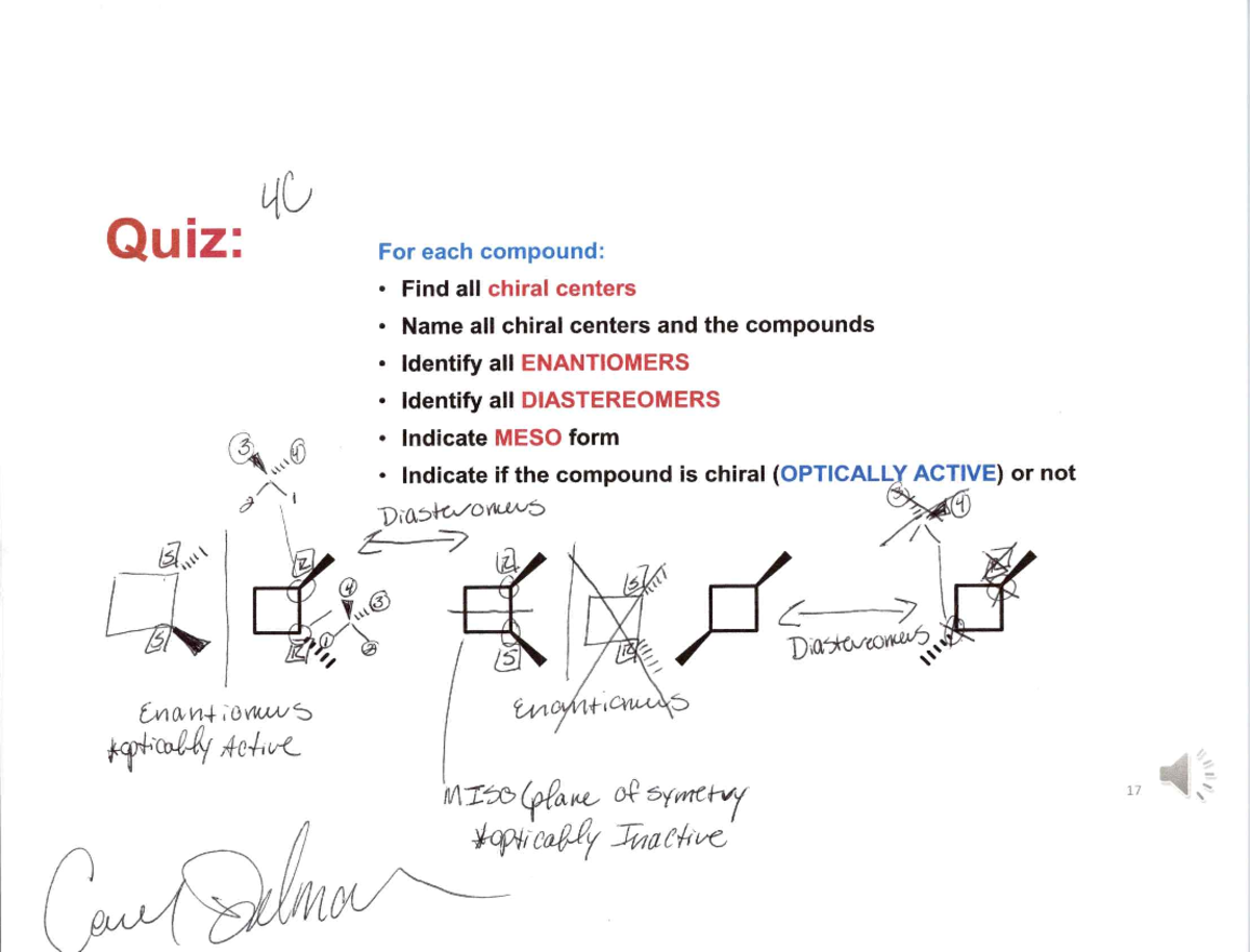 Dolman Corey Quiz4C OCT28 - Quiz: 4C For each compound: Find all chiral ...