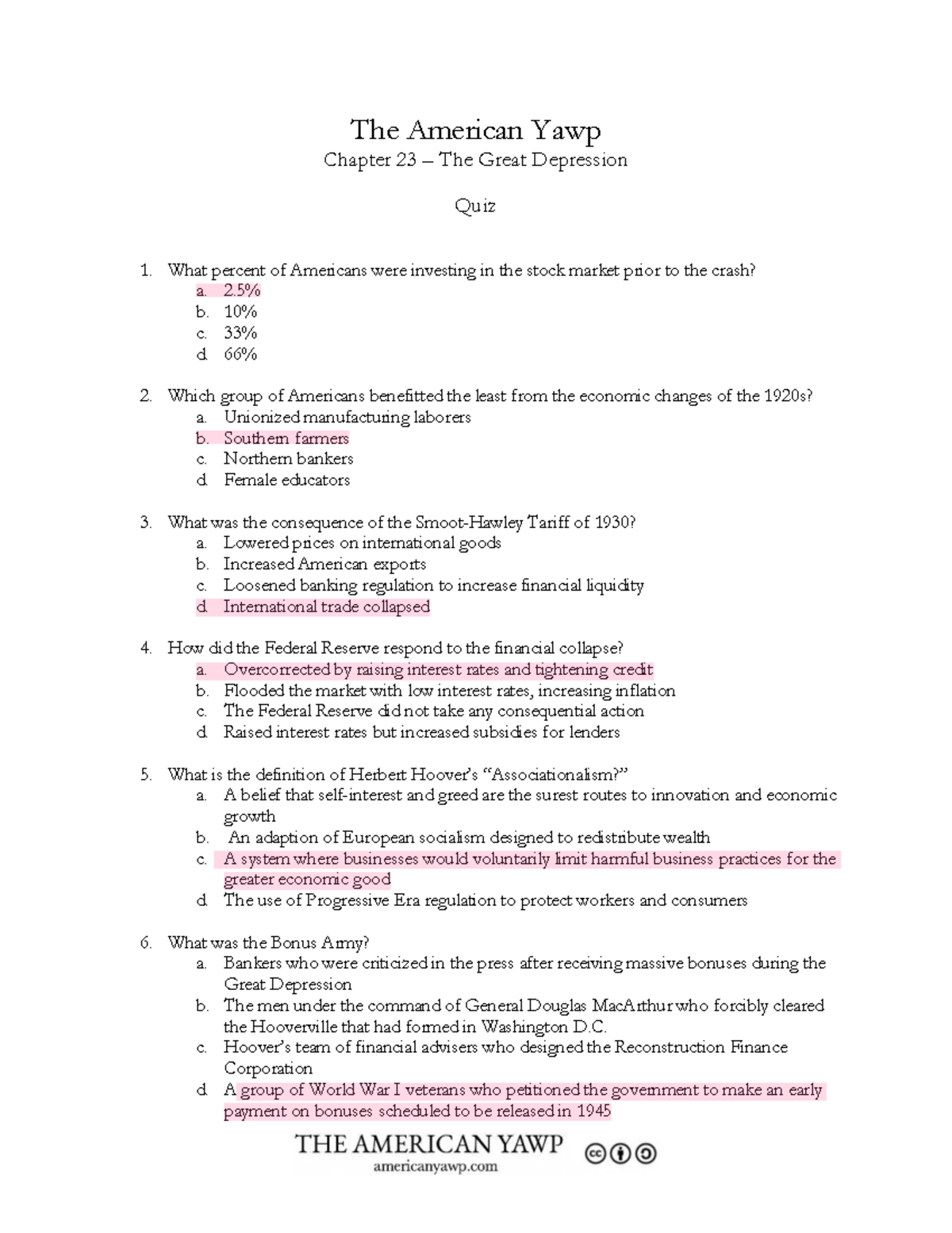 Quiz-23 - These are the answers to the chapter 23 quiz on the Great ...