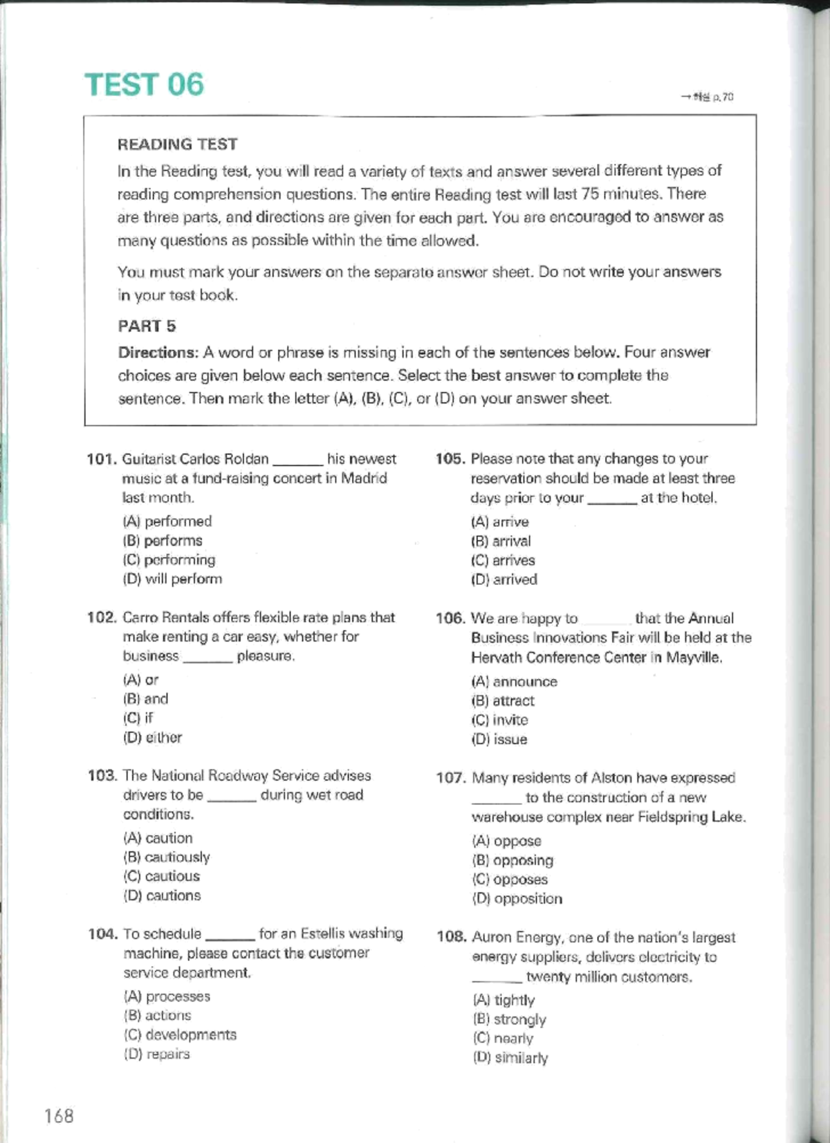 Test 06 - ETS TOEIC Reading Comprehension Guide - Studocu
