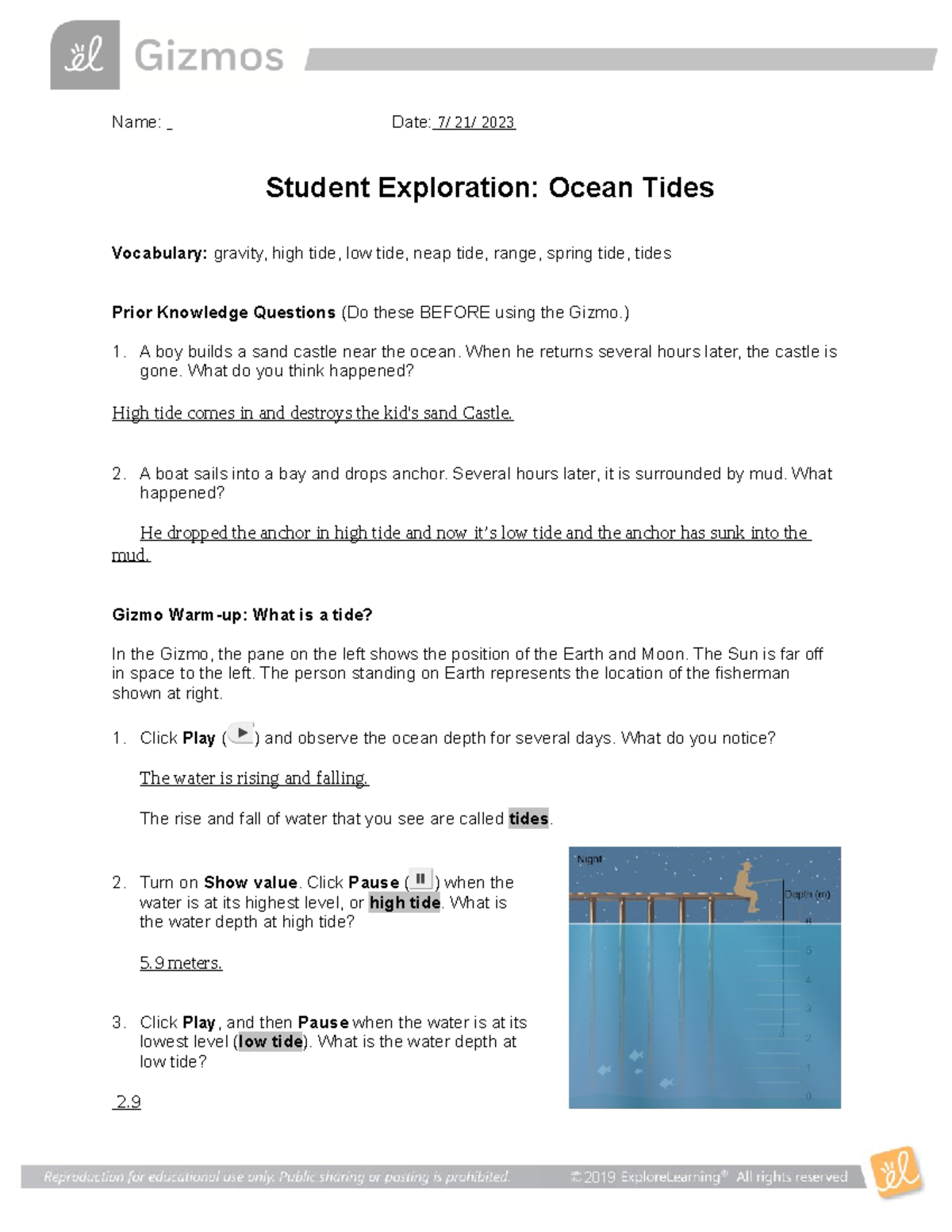 Ocean Tides SE - Gizmo Exploration Assignment (2019) - Studocu