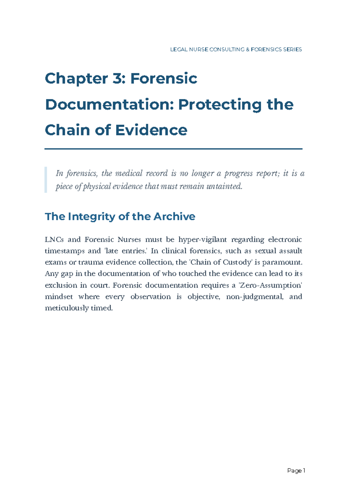 LNC Forensics Series: Ch. 3 - Forensic Documentation & Evidence - Studocu