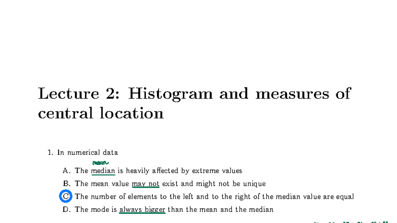 BTVN 1709 - Lecture 2: Histograms & Central Tendency Measures - Studocu
