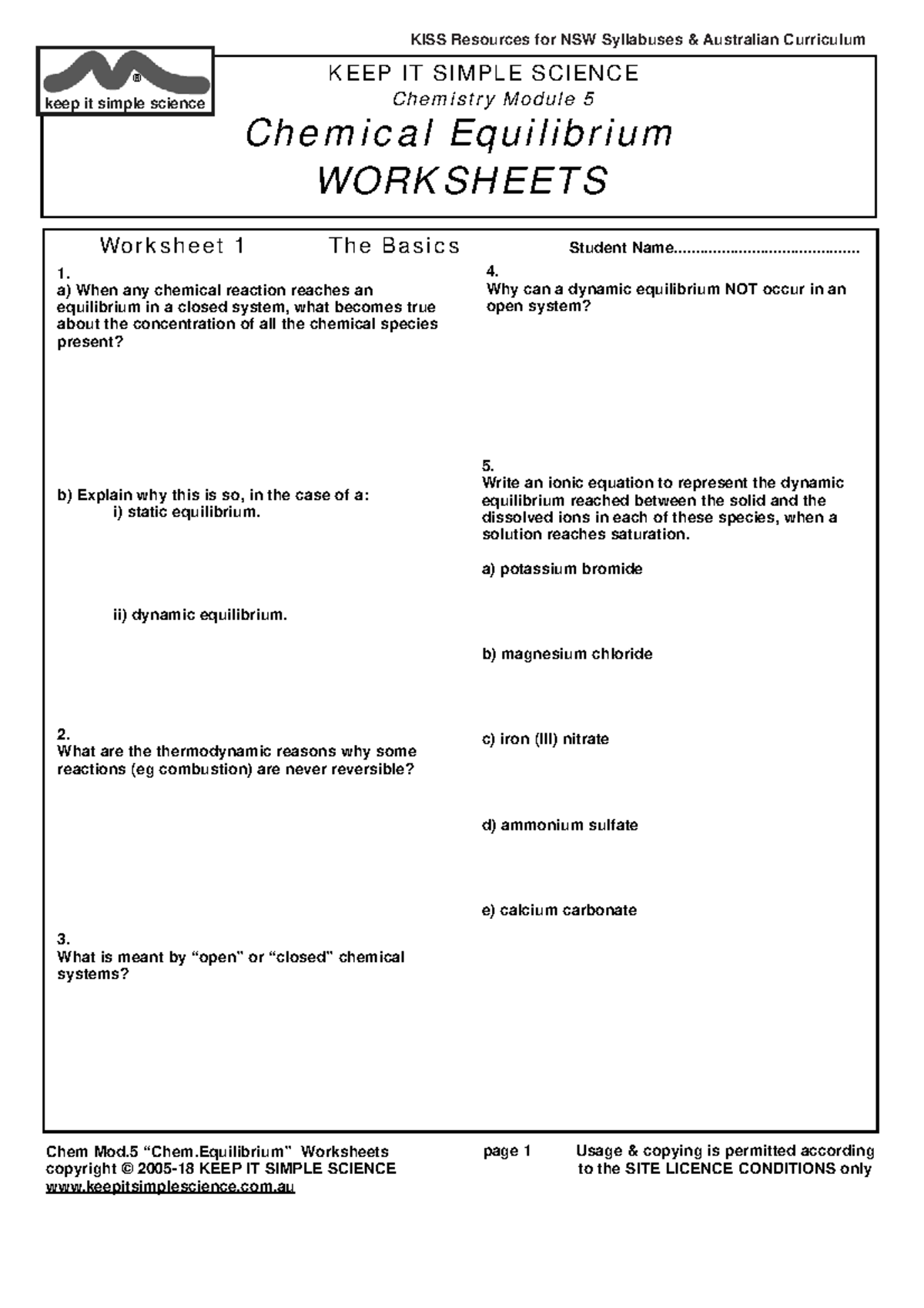 Module 5 - Worksheets & Solutions - KISS - page 1 Usage & copying is ...