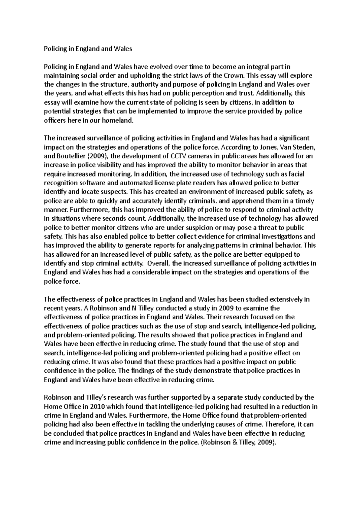 Essay on Policing Evolution in England and Wales: Historical & Modern ...